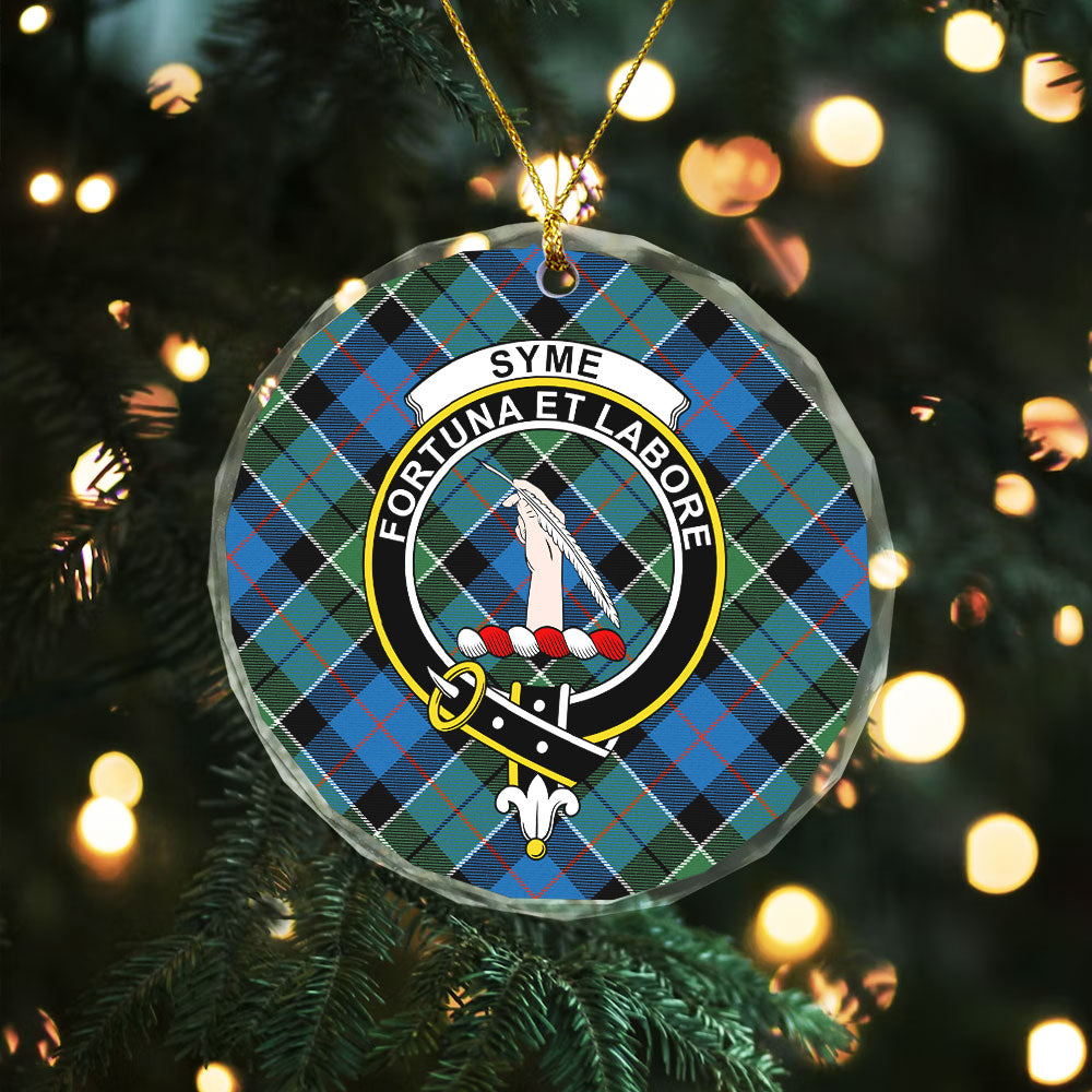 Syme Ancient Clan Badge Tartan Glass Ornament | Celticprime.com ...