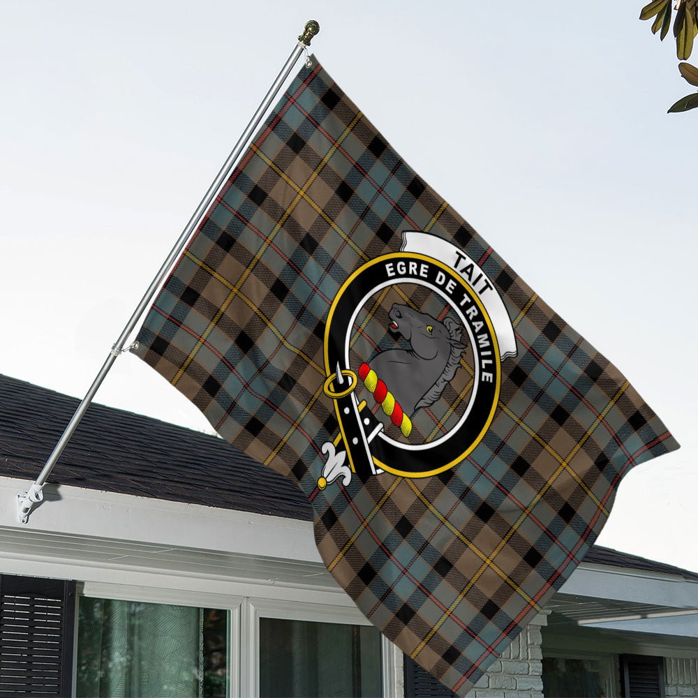 Tait Weathered Clan Badge Tartan House Flag | Celticprime.com – celticprime