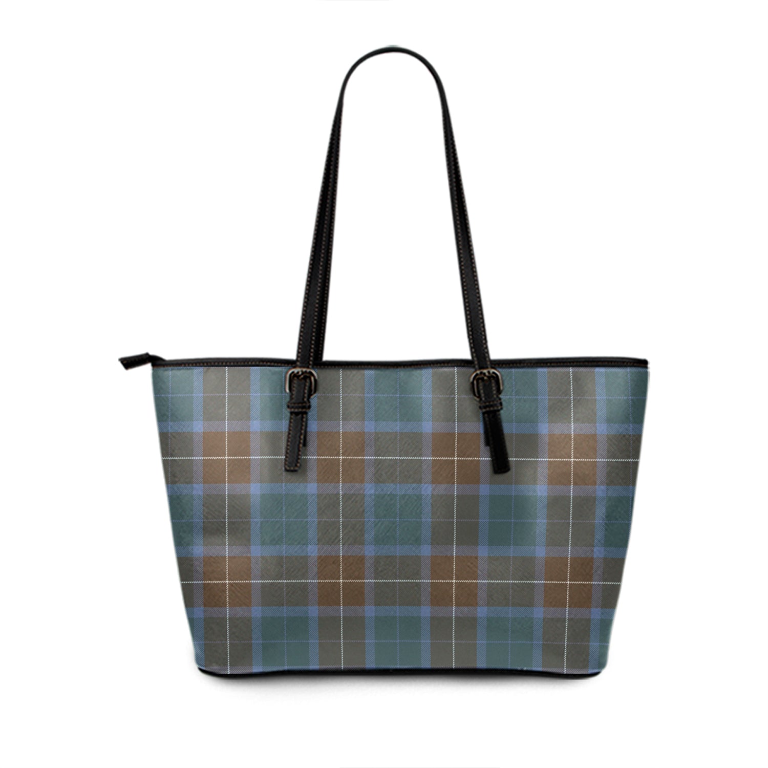 Wallace Blue (Wallas Blue) Weathered Tartan Leather Tote Bag ...