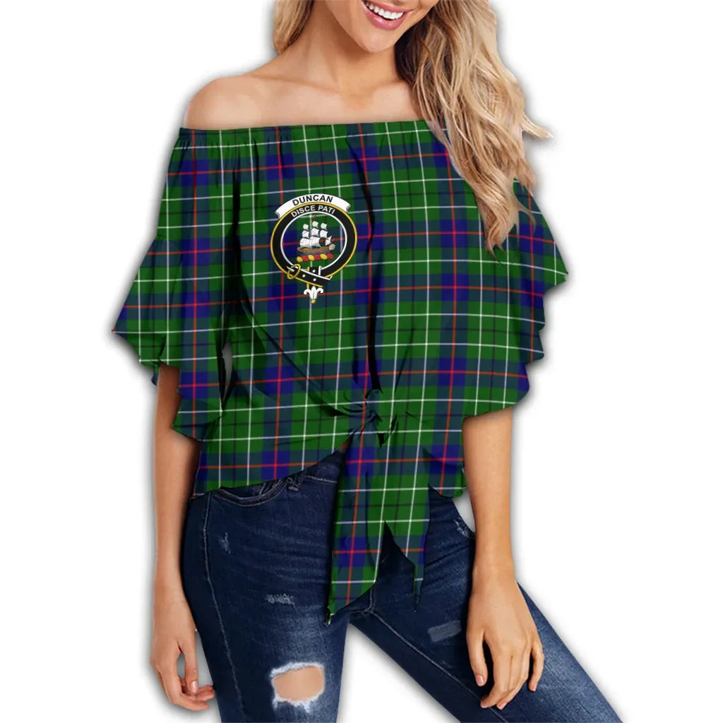 Duncan Modern Tartan Classic Crest Off Shoulder Waist Wrap Top ...