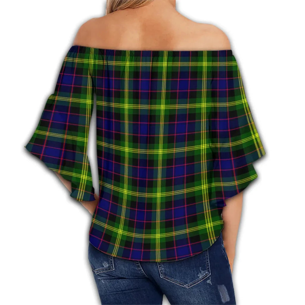 Watson Modern Tartan Classic Crest Off Shoulder Waist Wrap Top ...
