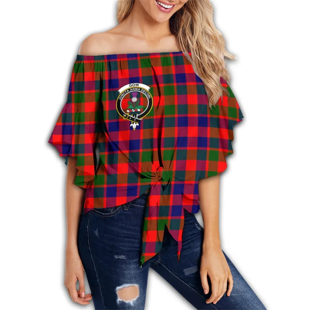 Gow Modern Tartan Classic Crest Off Shoulder Waist Wrap Top ...