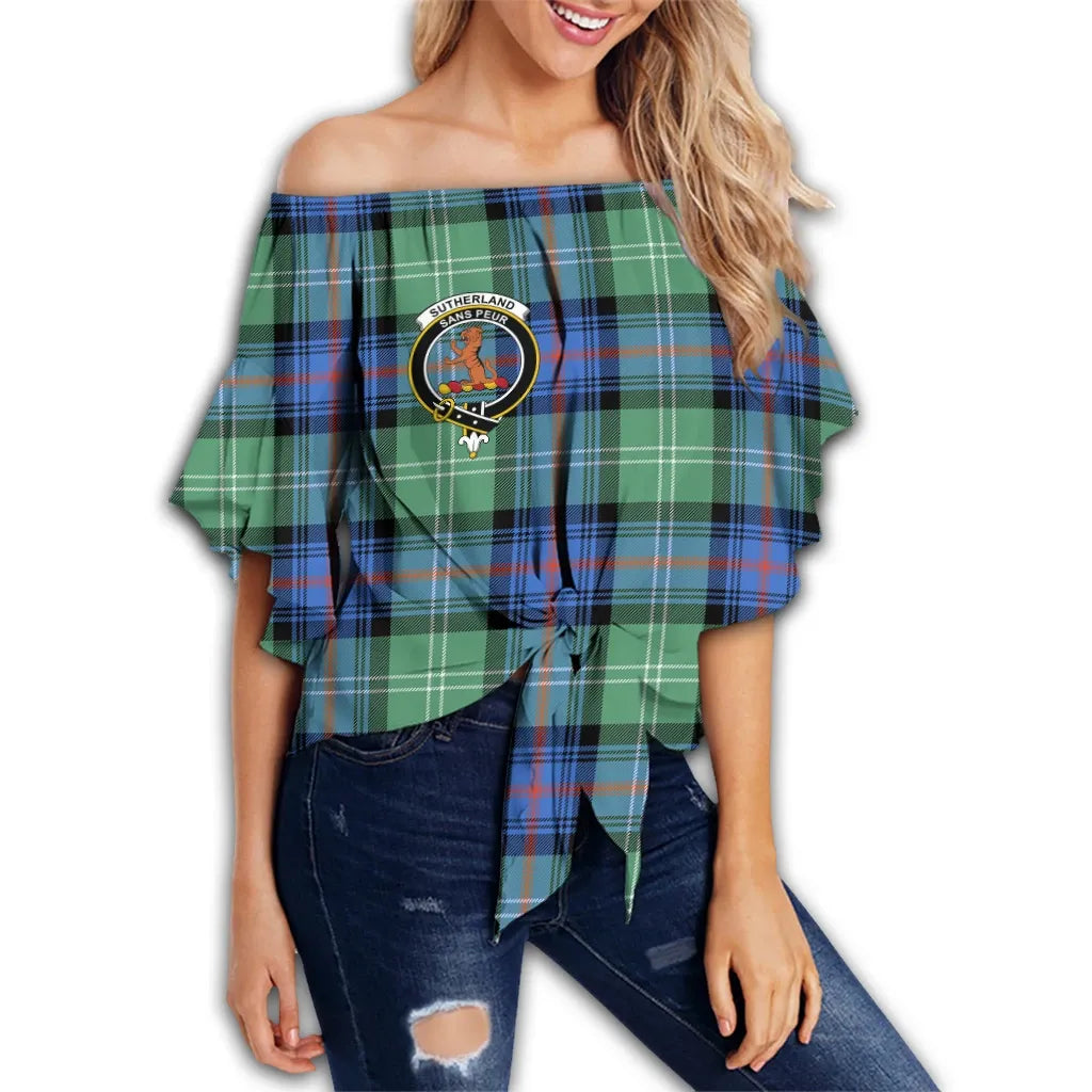 Sutherland Old Ancient Tartan Classic Crest Off Shoulder Waist Wrap Top ...