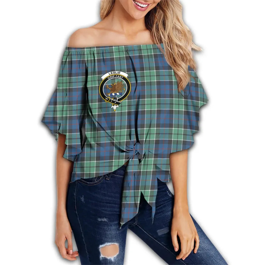 Leslie Hunting Ancient Tartan Classic Crest Off Shoulder Waist Wrap Top ...