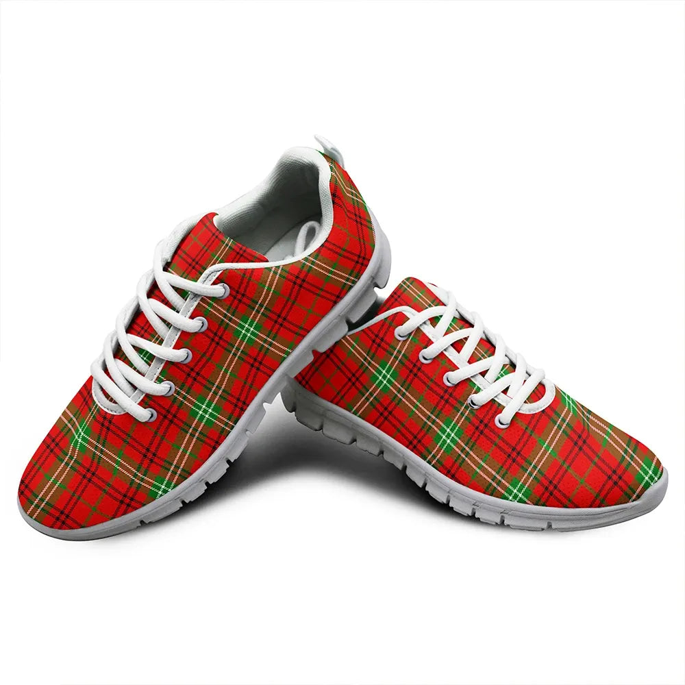 Morrison Red Modern Tartan Classic Sneakers | Celticprime.com – celticprime