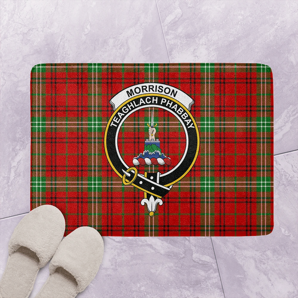 Morrison Red Modern Tartan Classic Crest Bathroom Mat | Celticprime.com ...