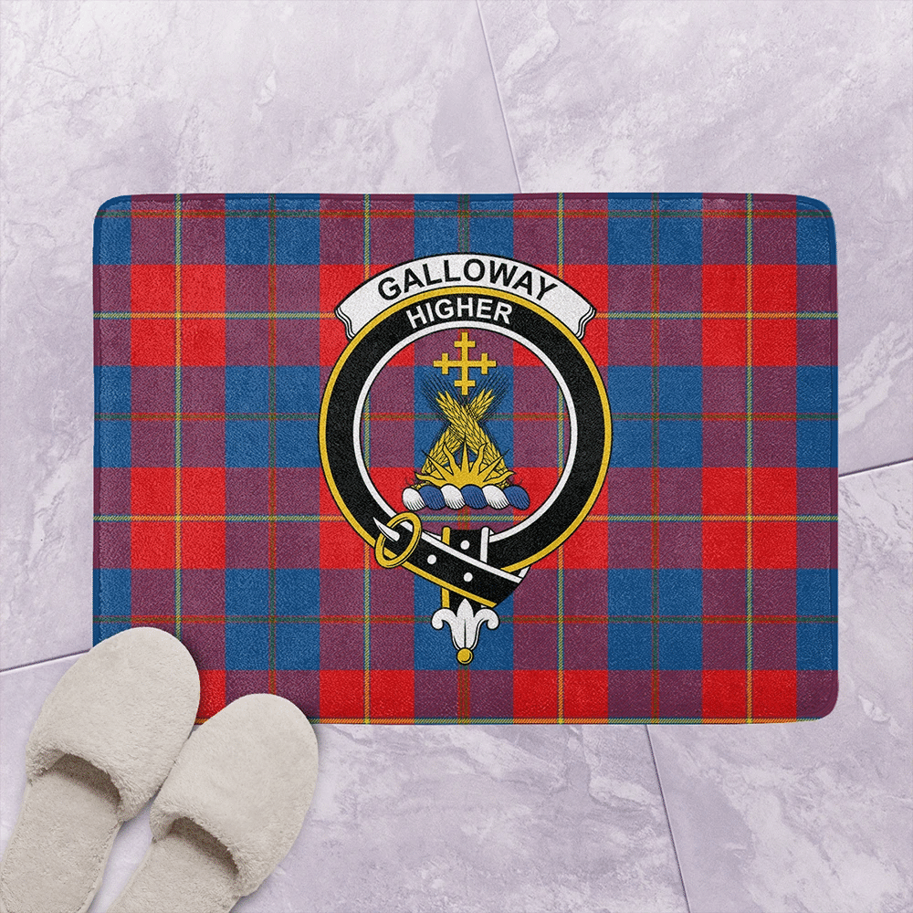 Galloway Red Tartan Classic Crest Bathroom Mat | Celticprime.com ...