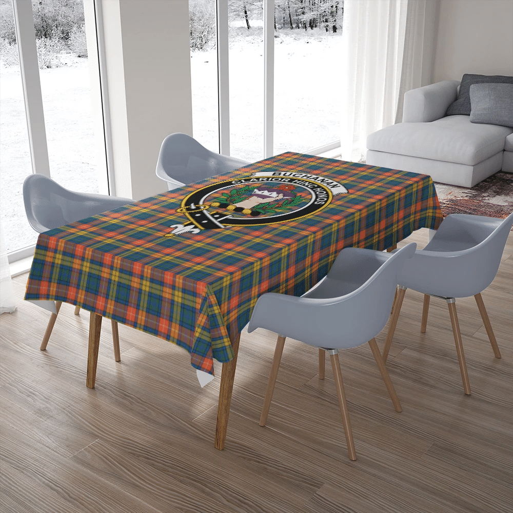 Buchanan Ancient Tartan Classic Crest Tablecloth | Celticprime.com ...