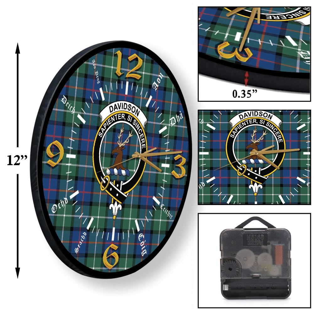 Davidson of Tulloch Tartan Crest Clock Language Style | Celticprime.com ...