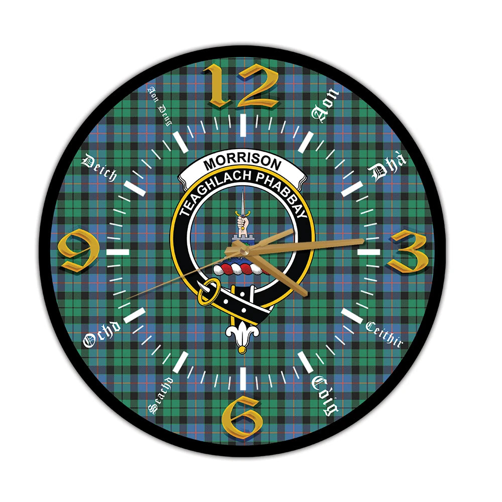 Morrison Ancient Tartan Crest Clock Language Style | Celticprime.com ...