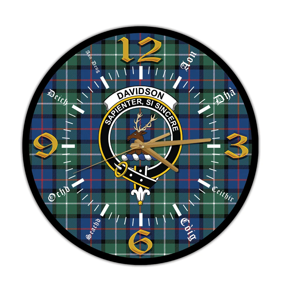 Davidson of Tulloch Tartan Crest Clock Language Style | Celticprime.com ...