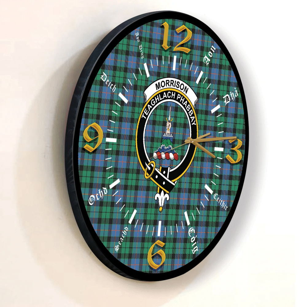 Morrison Ancient Tartan Crest Clock Language Style | Celticprime.com ...