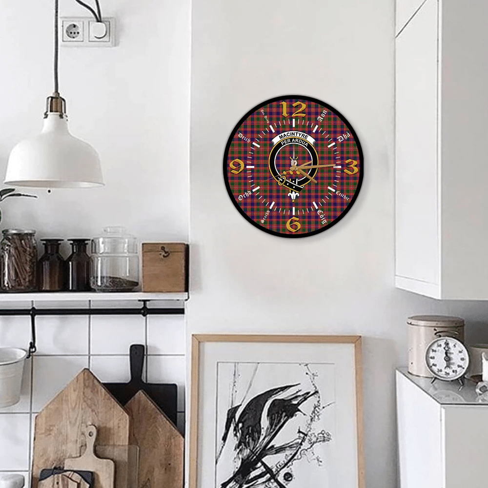 MacIntyre Modern Tartan Crest Clock Language Style | Celticprime.com ...