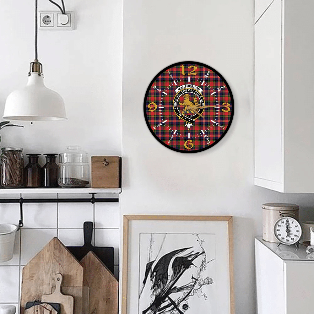 MacPherson Modern Tartan Crest Clock Language Style | Celticprime.com ...