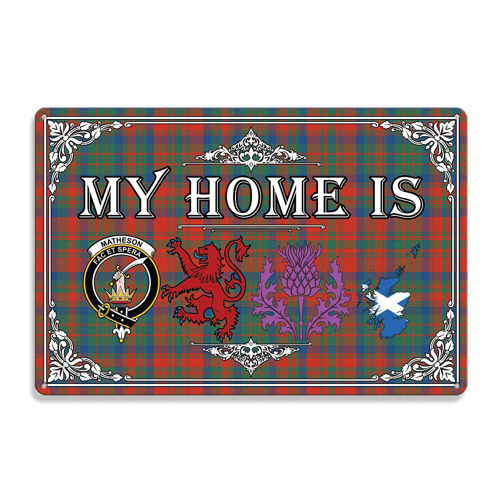 Matheson Ancient Tartan Crest Printed Metal Sign My Home Style ...