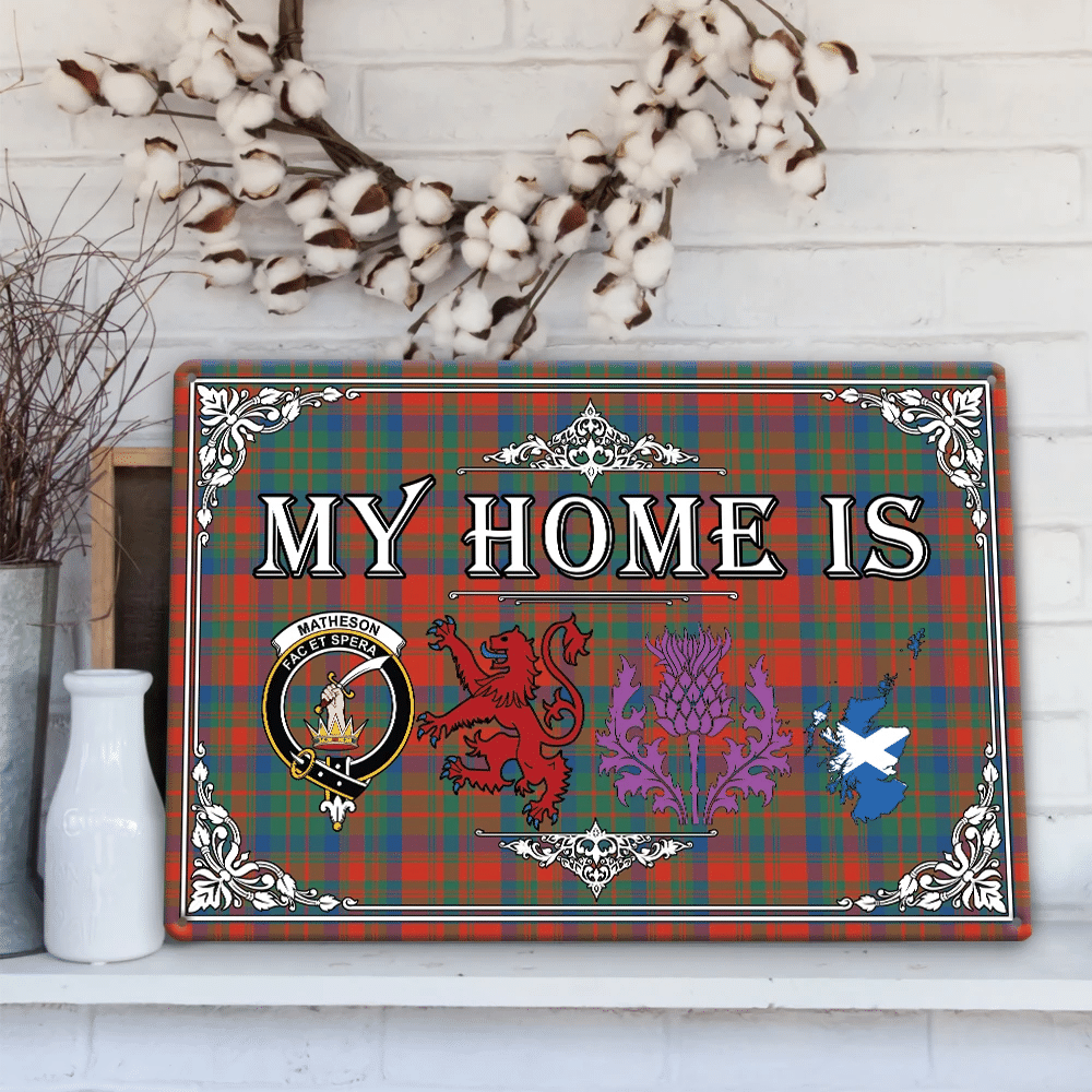 Matheson Ancient Tartan Crest Printed Metal Sign My Home Style ...