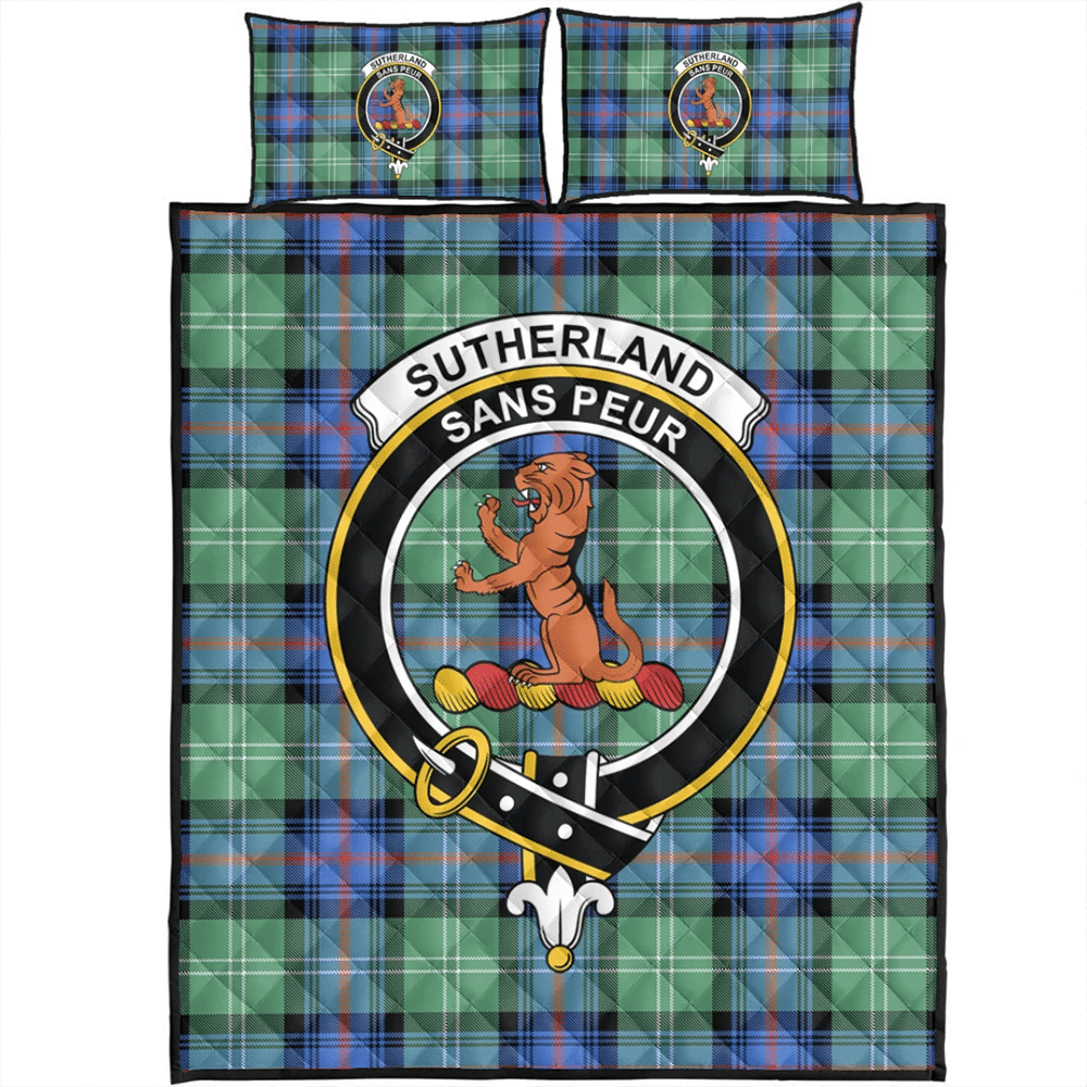 Sutherland Old Ancient Tartan Classic Crest Quilt Bed Set | Celticprime ...