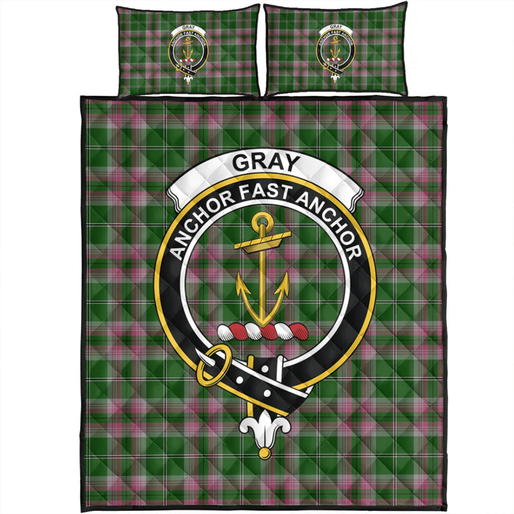 Gray Tartan Classic Crest Quilt Bed Set | Celticprime.com – celticprime