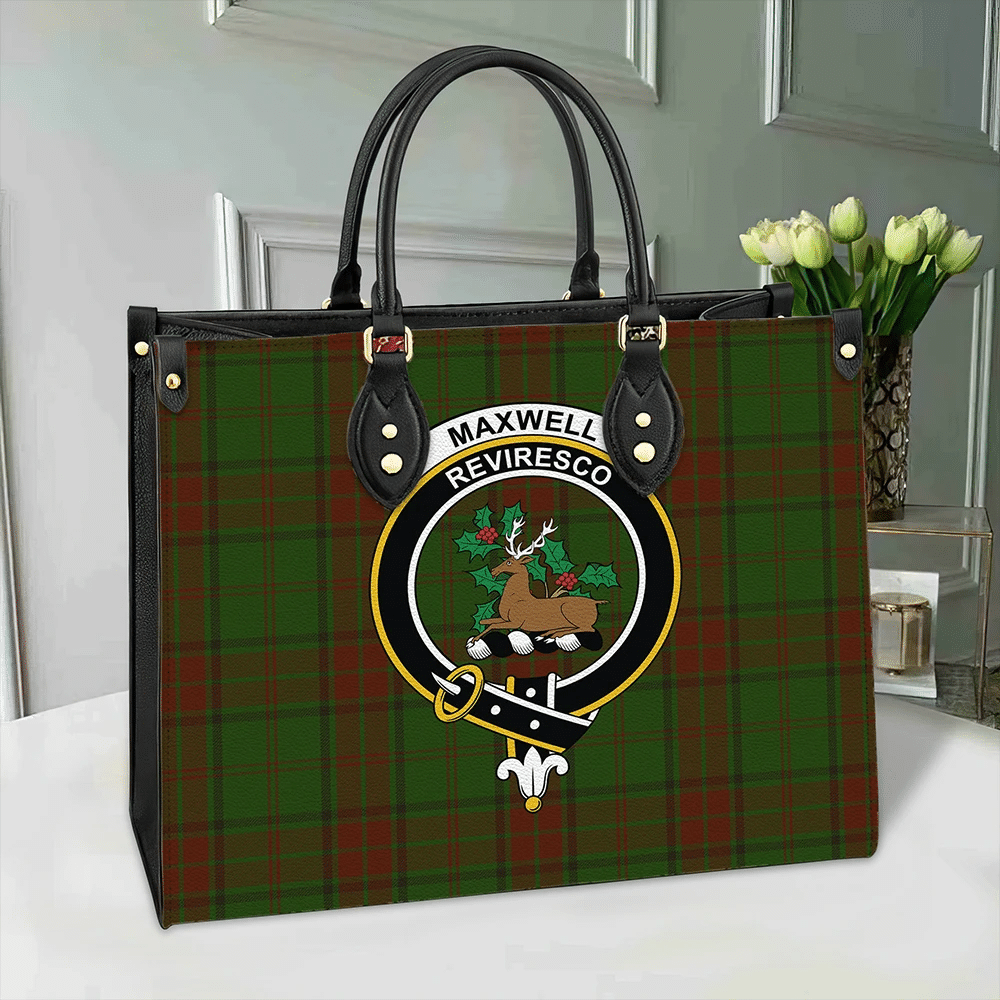 Maxwell Hunting Tartan Classic Crest Leather Bag | Celticprime.com ...