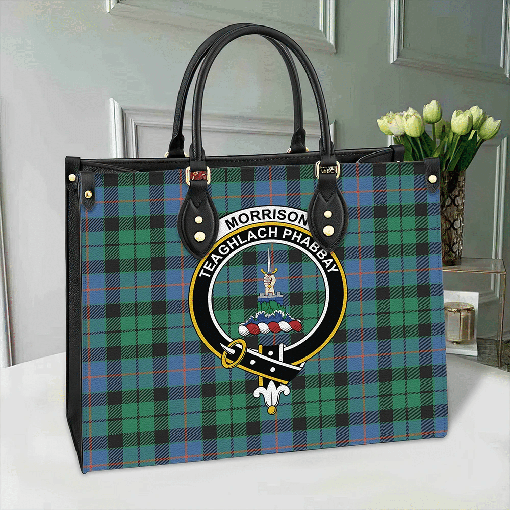 Morrison Ancient Tartan Classic Crest Leather Bag | Celticprime.com ...