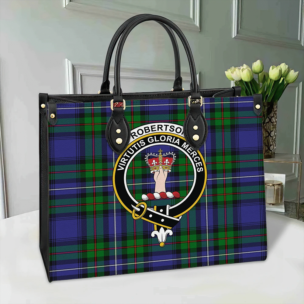 Robertson Hunting Modern Tartan Classic Crest Leather Bag | Celticprime ...