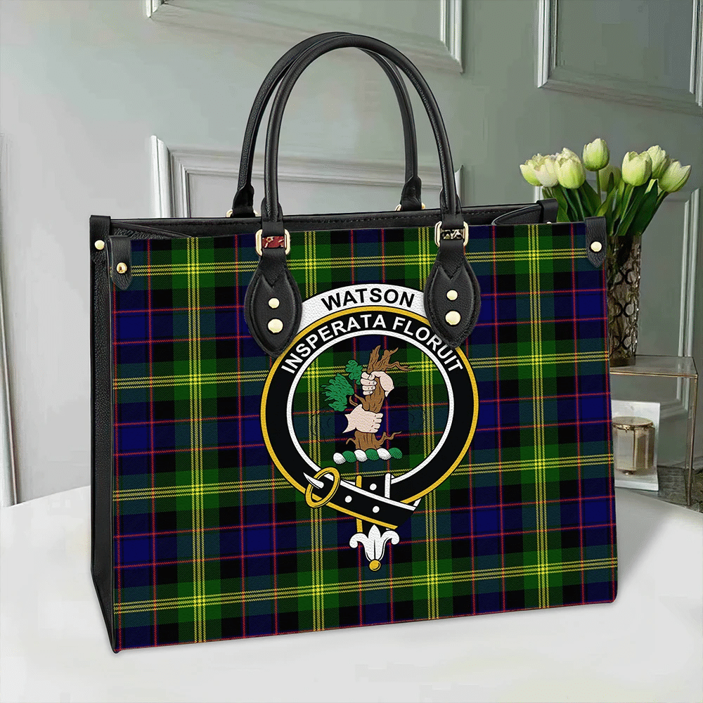 Watson Modern Tartan Classic Crest Leather Bag | Celticprime.com ...