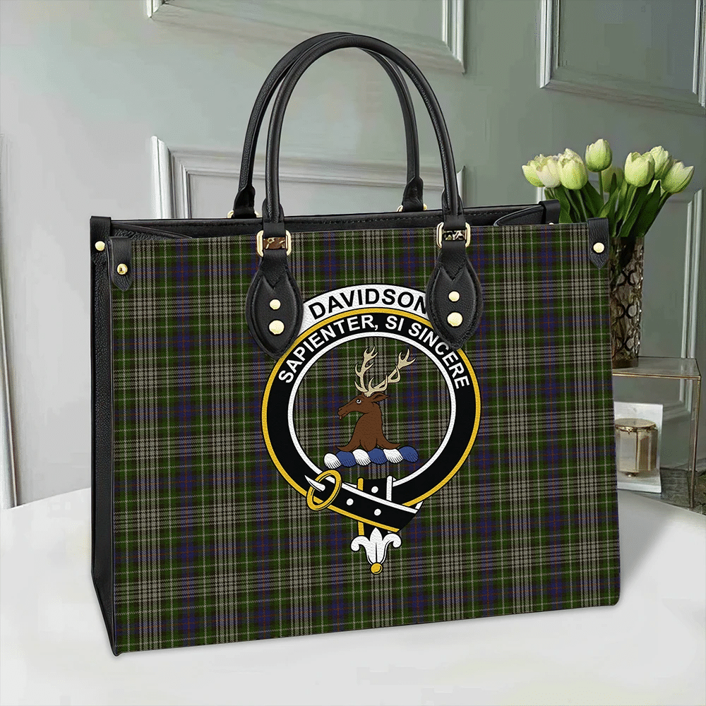 Davidson Tulloch Dress Tartan Classic Crest Leather Bag | Celticprime ...