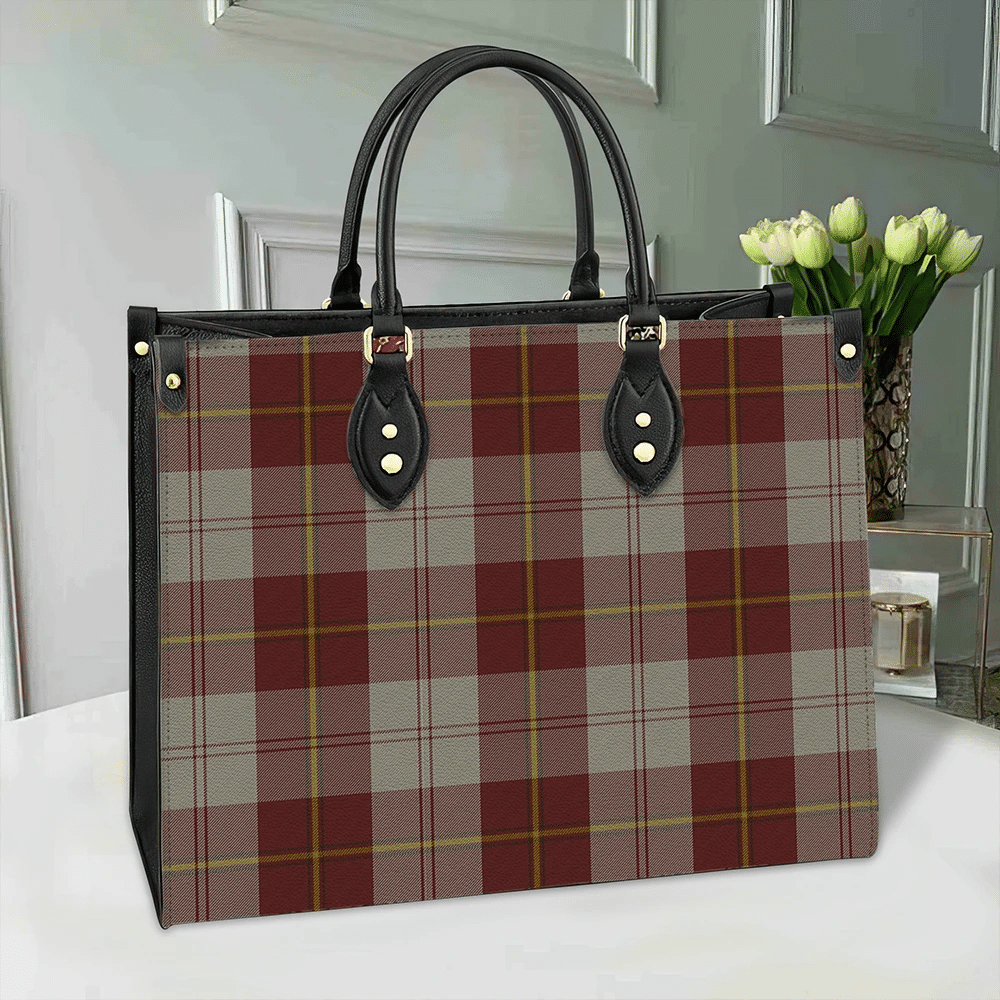 Cunningham Burgundy Dancers Tartan Classic Leather Bag | Celticprime ...