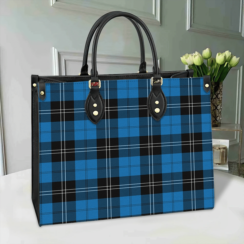 Ramsay Blue Ancient Tartan Classic Leather Bag | Celticprime.com ...