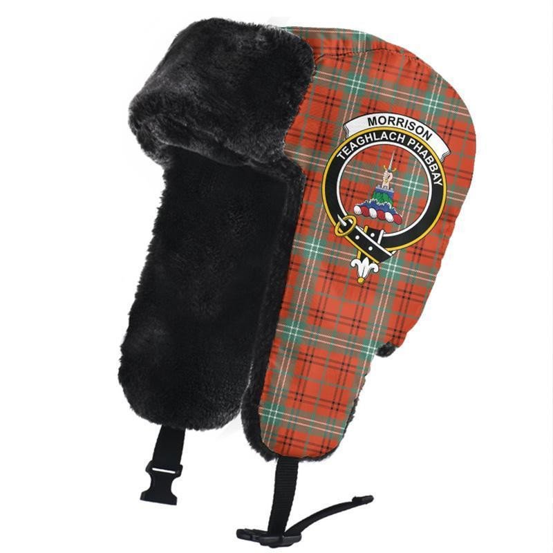 Morrison Red Ancient Tartan Classic Crest Trapper Hat | Celticprime.com ...