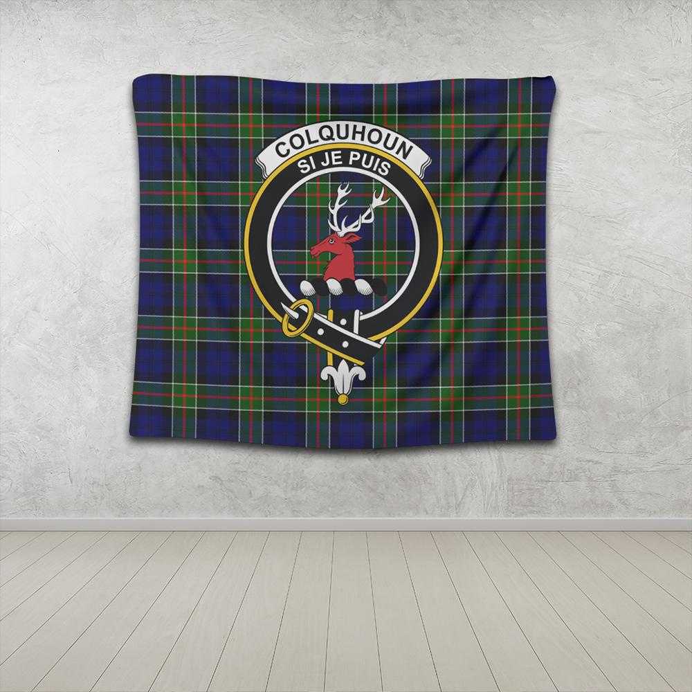 Colquhoun Modern Tartan Classic Crest Tapestry | Celticprime.com ...