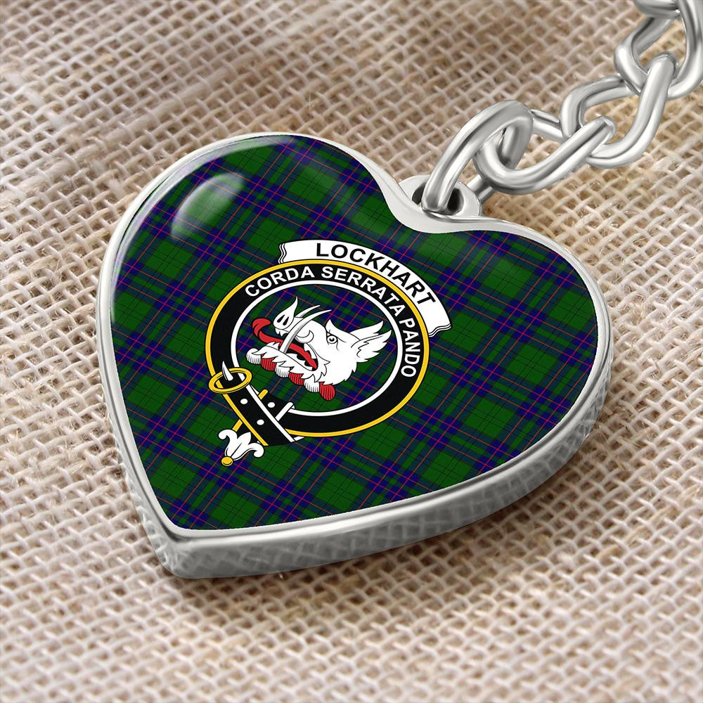 Lockhart Tartan Classic Crest Heart Keychain | Celticprime.com ...