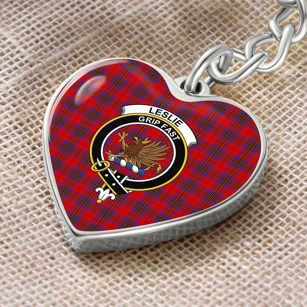 Leslie Modern Tartan Classic Crest Heart Keychain | Celticprime.com ...