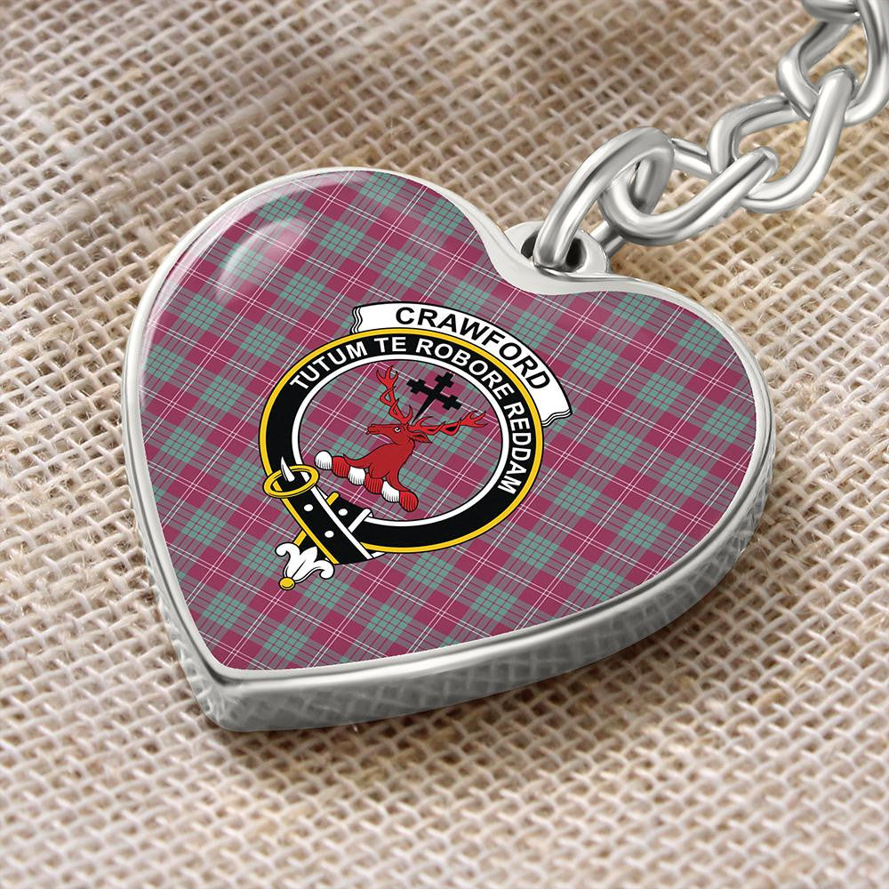 Crawford Ancient Tartan Classic Crest Heart Keychain | Celticprime.com ...