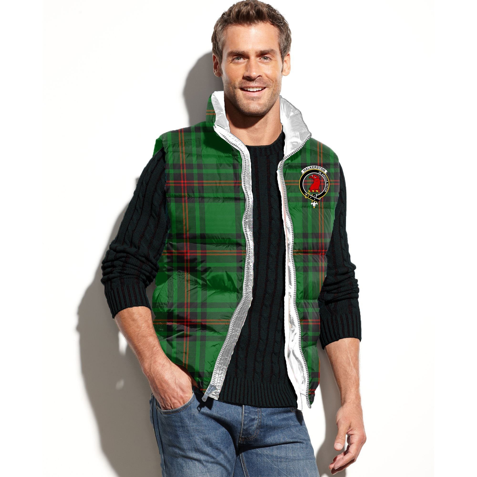 Halkerston Tartan Classic Crest Puffer Vest For Men and Women ...