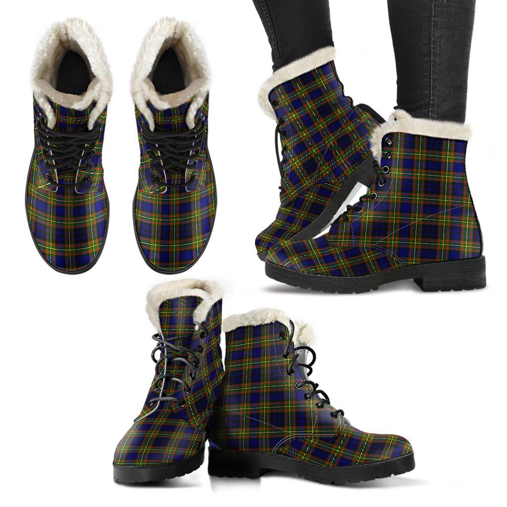 Clelland Modern Tartan Classic Faux Fur Leather Boots | Celticprime.com ...