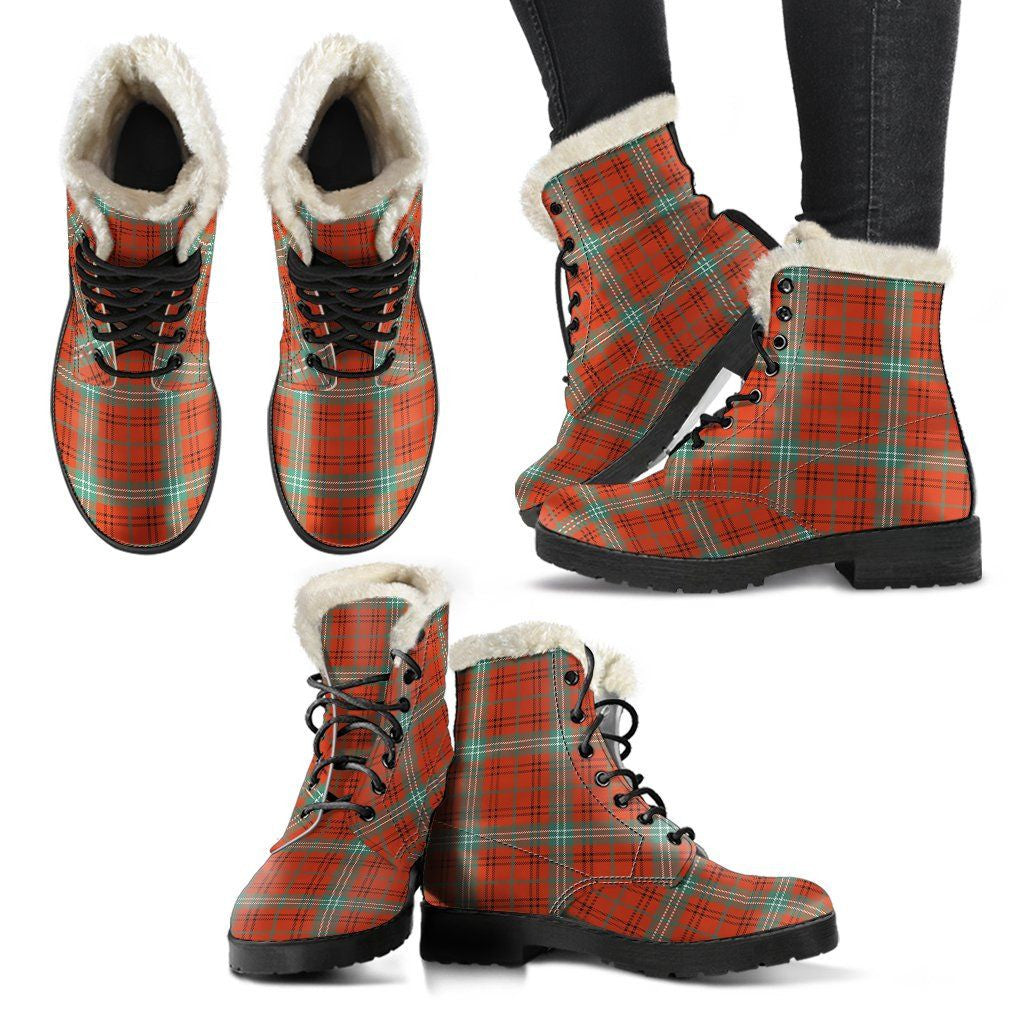 Morrison Red Ancient Tartan Classic Faux Fur Leather Boots ...