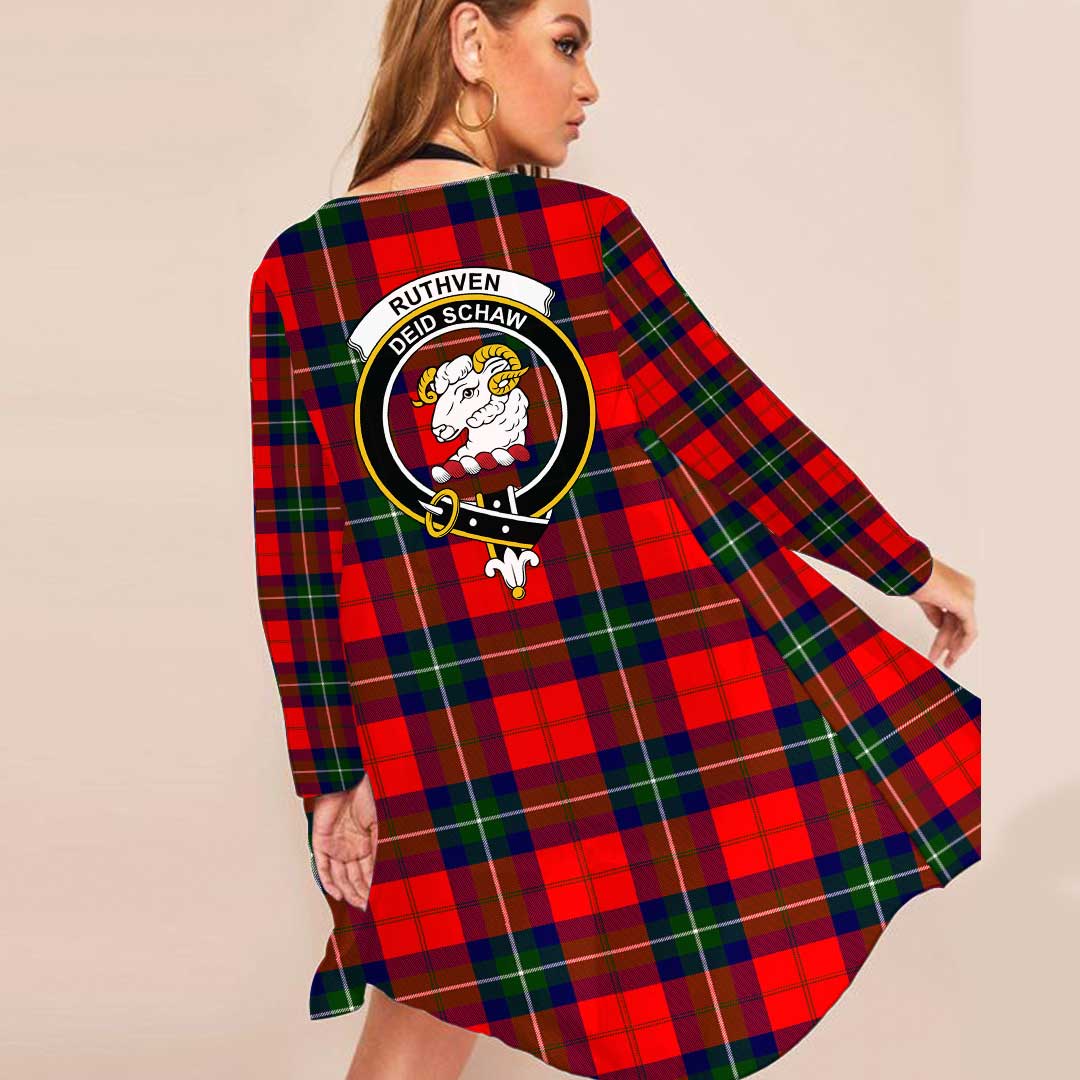 Ruthven Modern Tartan Classic Crest Beach Kimono | Celticprime.com ...