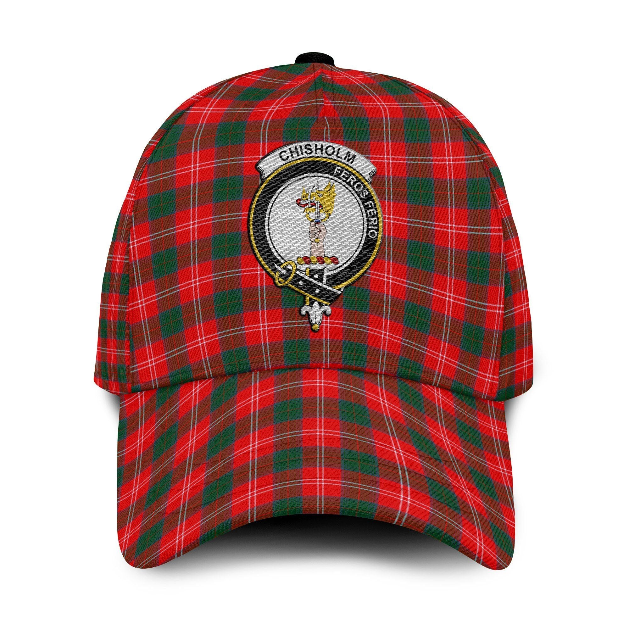 Chisholm Tartan Crest Embroidery Classic Cap | Celticprime.com ...