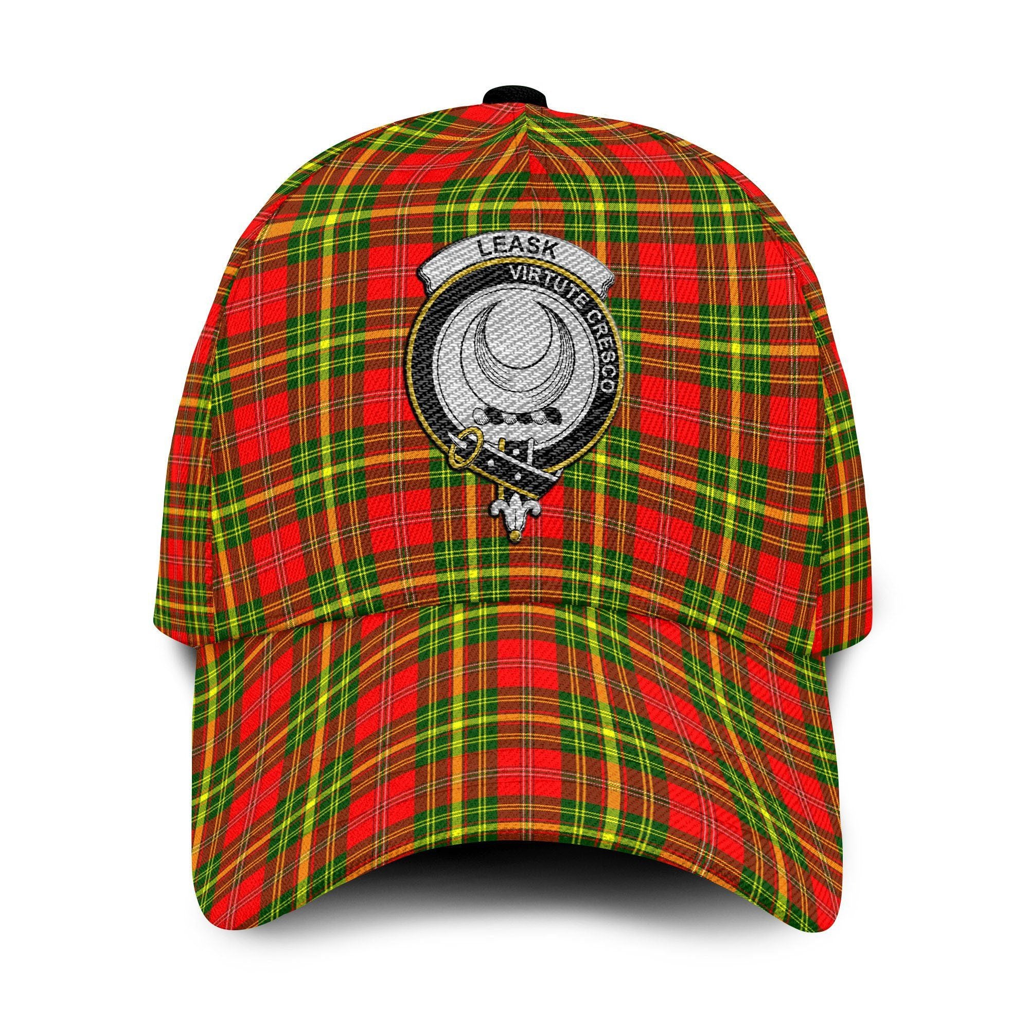 Leask Tartan Crest Embroidery Classic Cap | Celticprime.com – celticprime