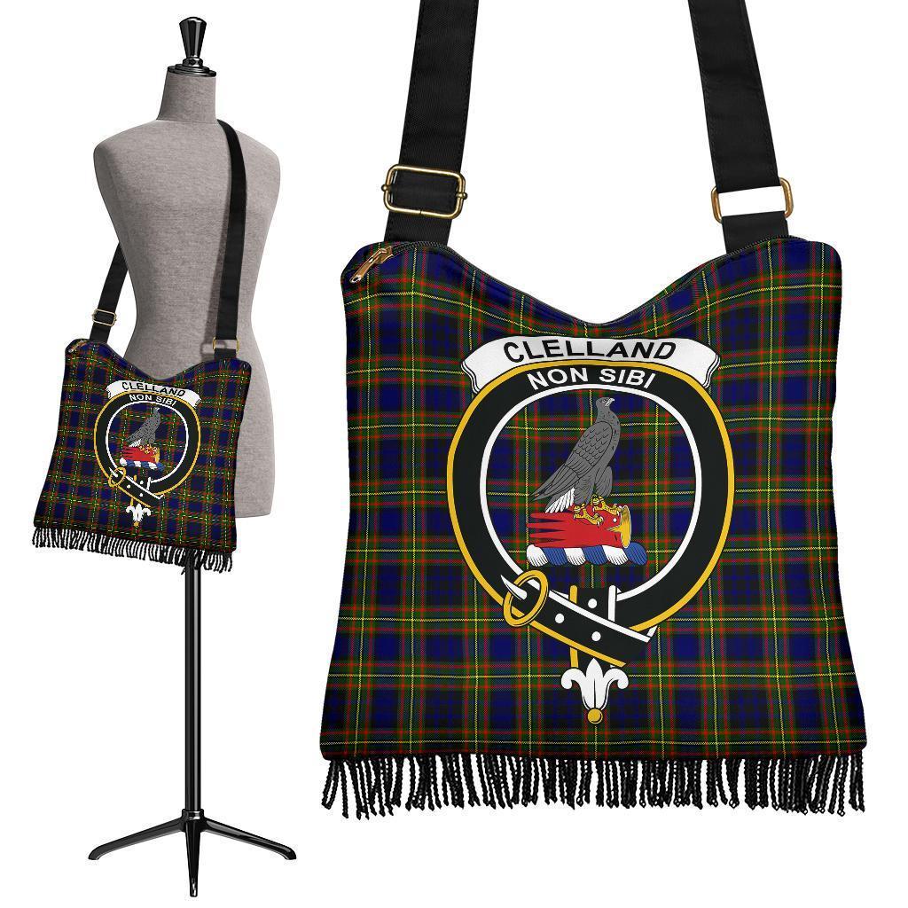 Clelland Modern Tartan Classic Crest Boho Handbag | Celticprime.com ...