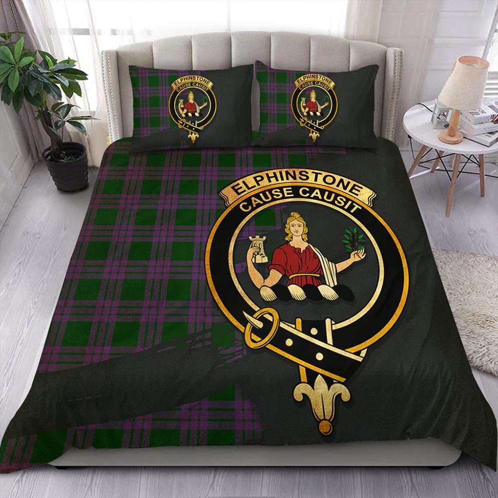 Elphinstone Tartan Classic Crest Bedding Set | Celticprime.com – celticprime
