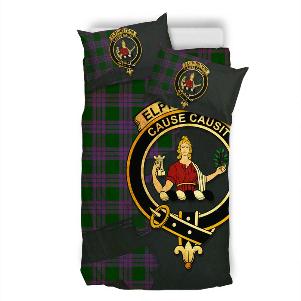 Elphinstone Tartan Classic Crest Bedding Set | Celticprime.com – celticprime