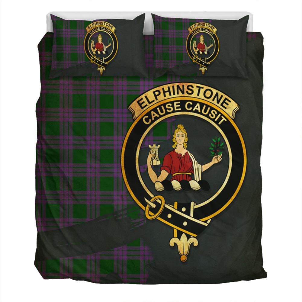 Elphinstone Tartan Classic Crest Bedding Set | Celticprime.com – celticprime