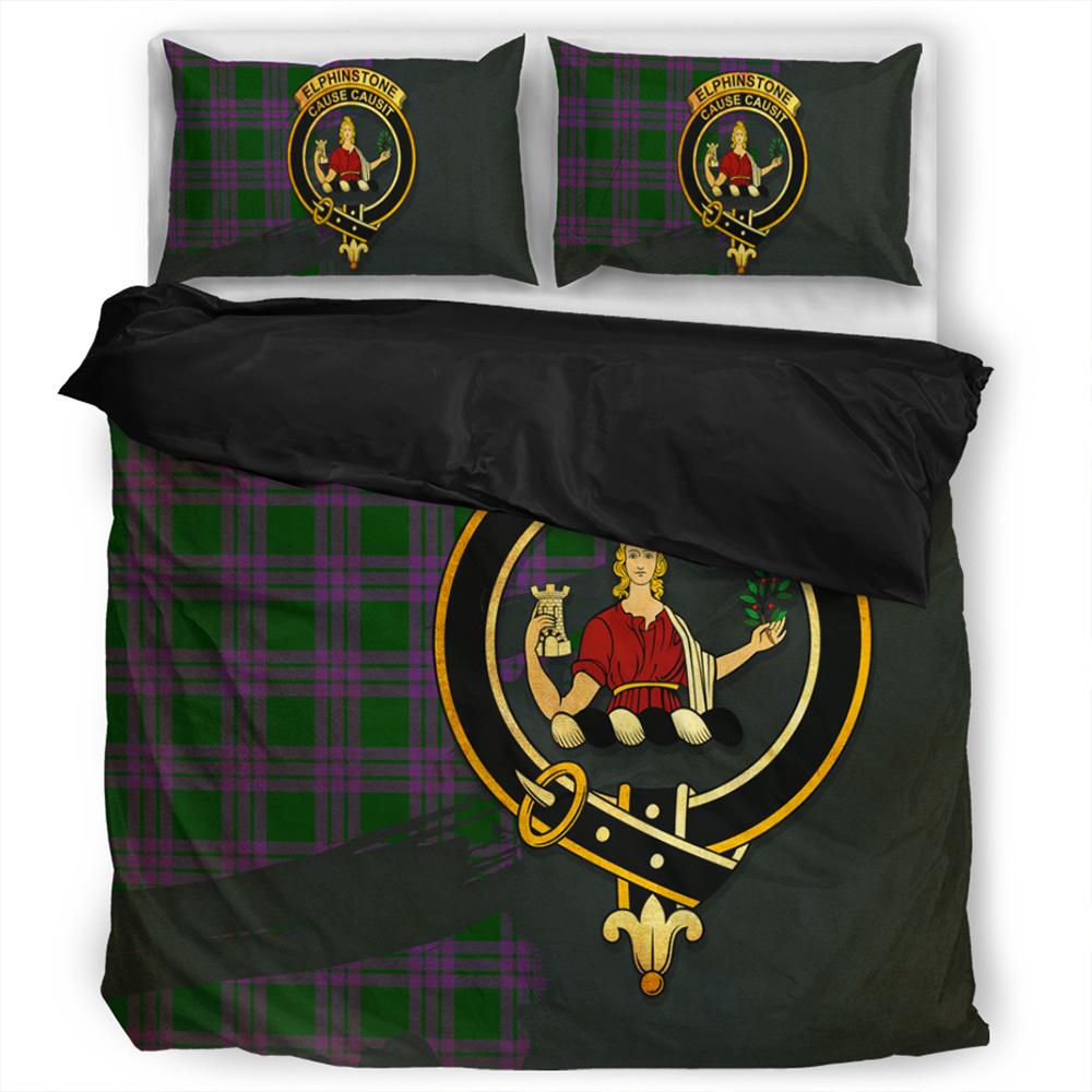 Elphinstone Tartan Classic Crest Bedding Set | Celticprime.com – celticprime