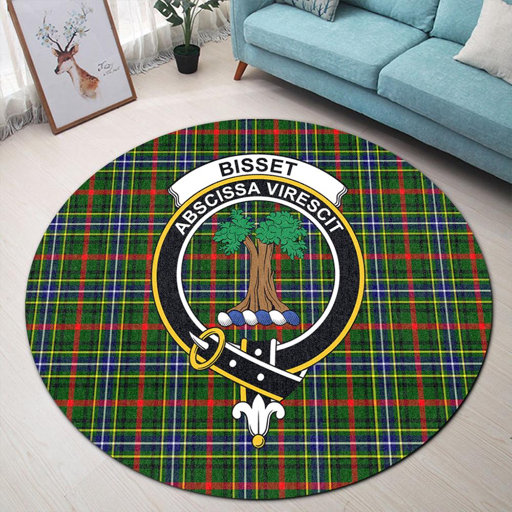 Bisset Tartan Classic Crest Round Carpet | Celticprime.com – celticprime