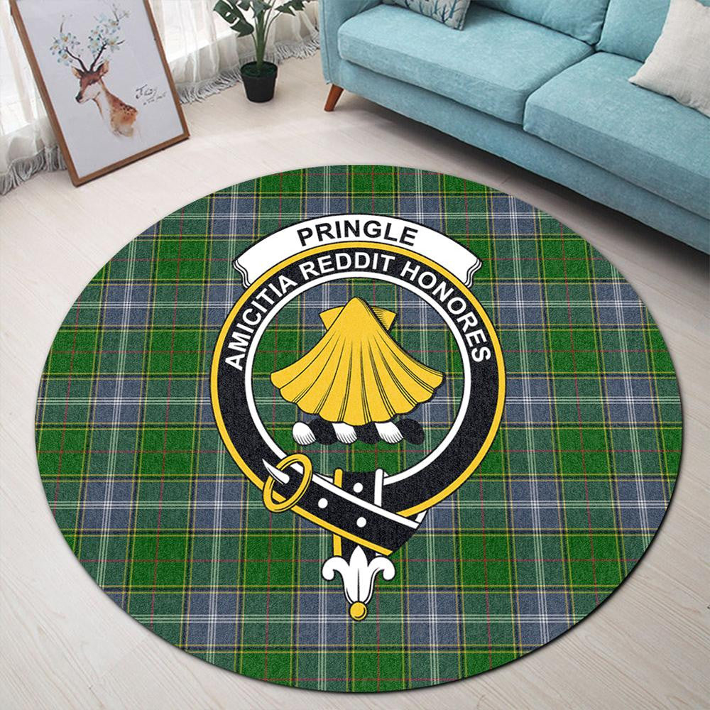 Pringle Tartan Classic Crest Round Carpet | Celticprime.com – celticprime