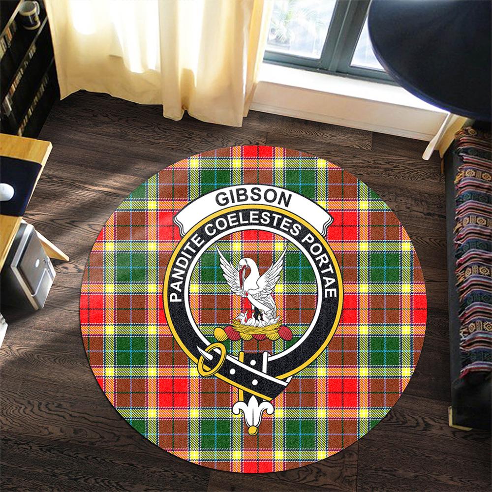 Gibbs Tartan Classic Crest Round Carpet | Celticprime.com – celticprime