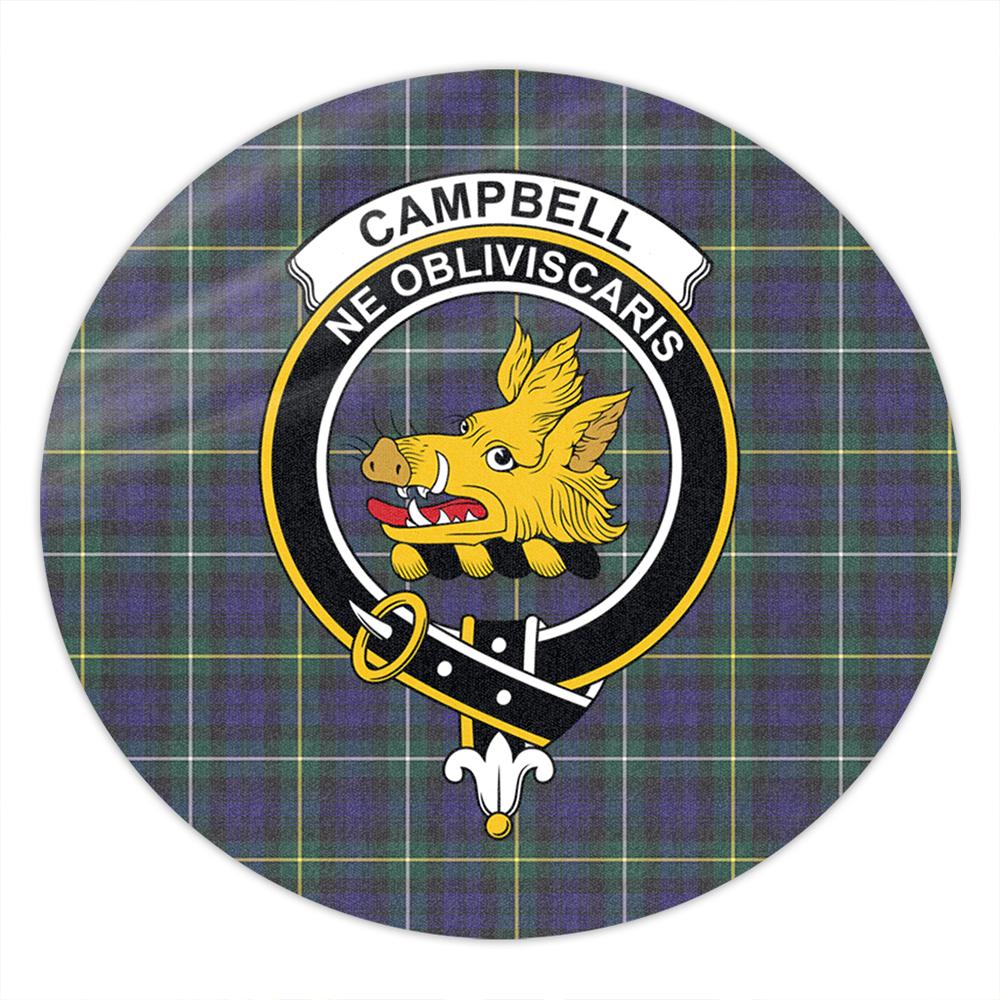 Campbell Argyll Modern Tartan Classic Crest Round Carpet | Celticprime ...