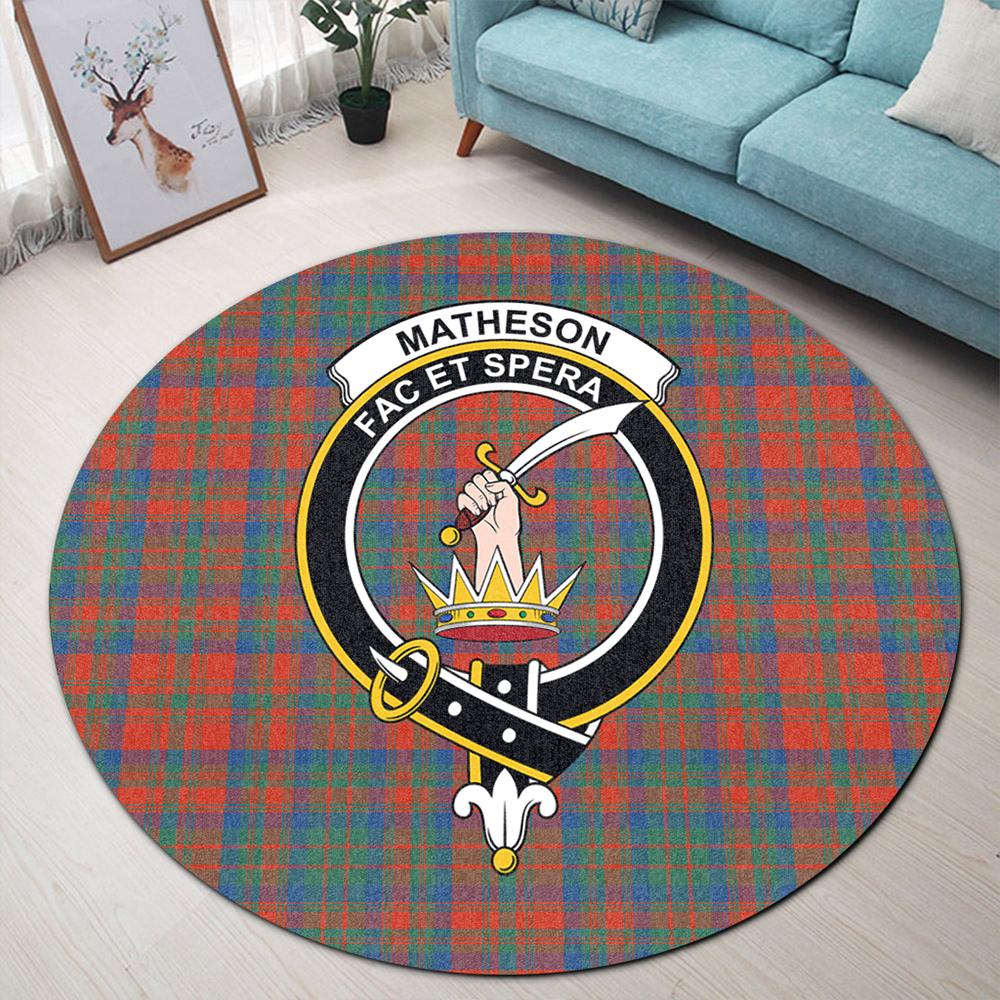 Matheson Ancient Tartan Classic Crest Round Carpet | Celticprime.com ...